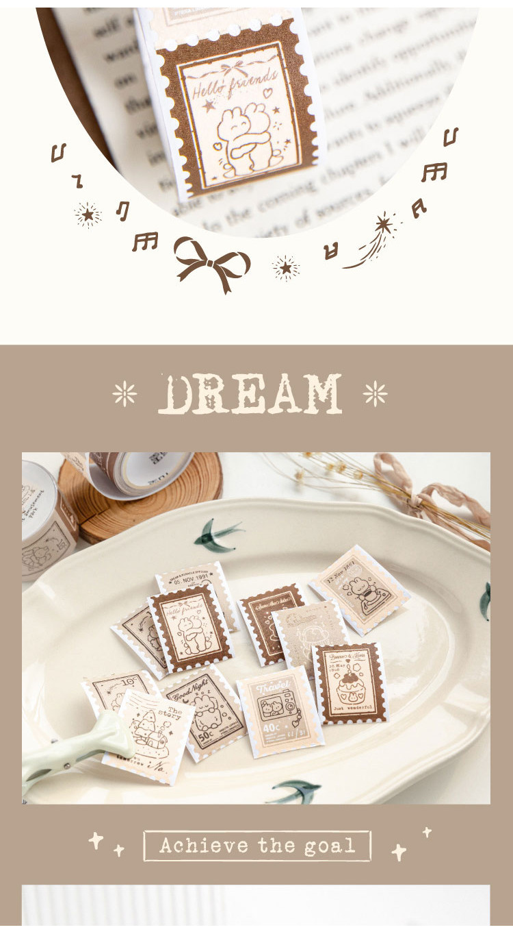 ENWEI 1 Roll [Stamp Shop Series] Vintage Journal Masking Tape Washi ...