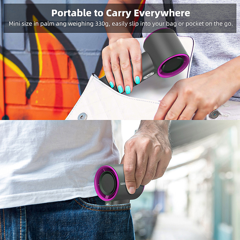Goojodoq Portable Fan Rechargeable Handheld Jet Fan Strong Wind 100 ...