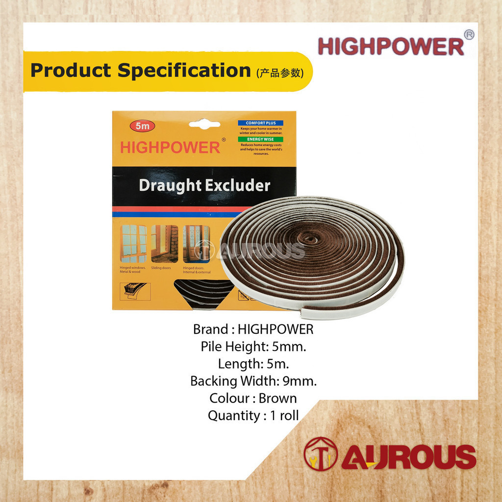 HIGHPOWER DOOR WINDOW BRUSH PILE INSULATION SEAL DRAUGHT EXCLUDER 5M ...
