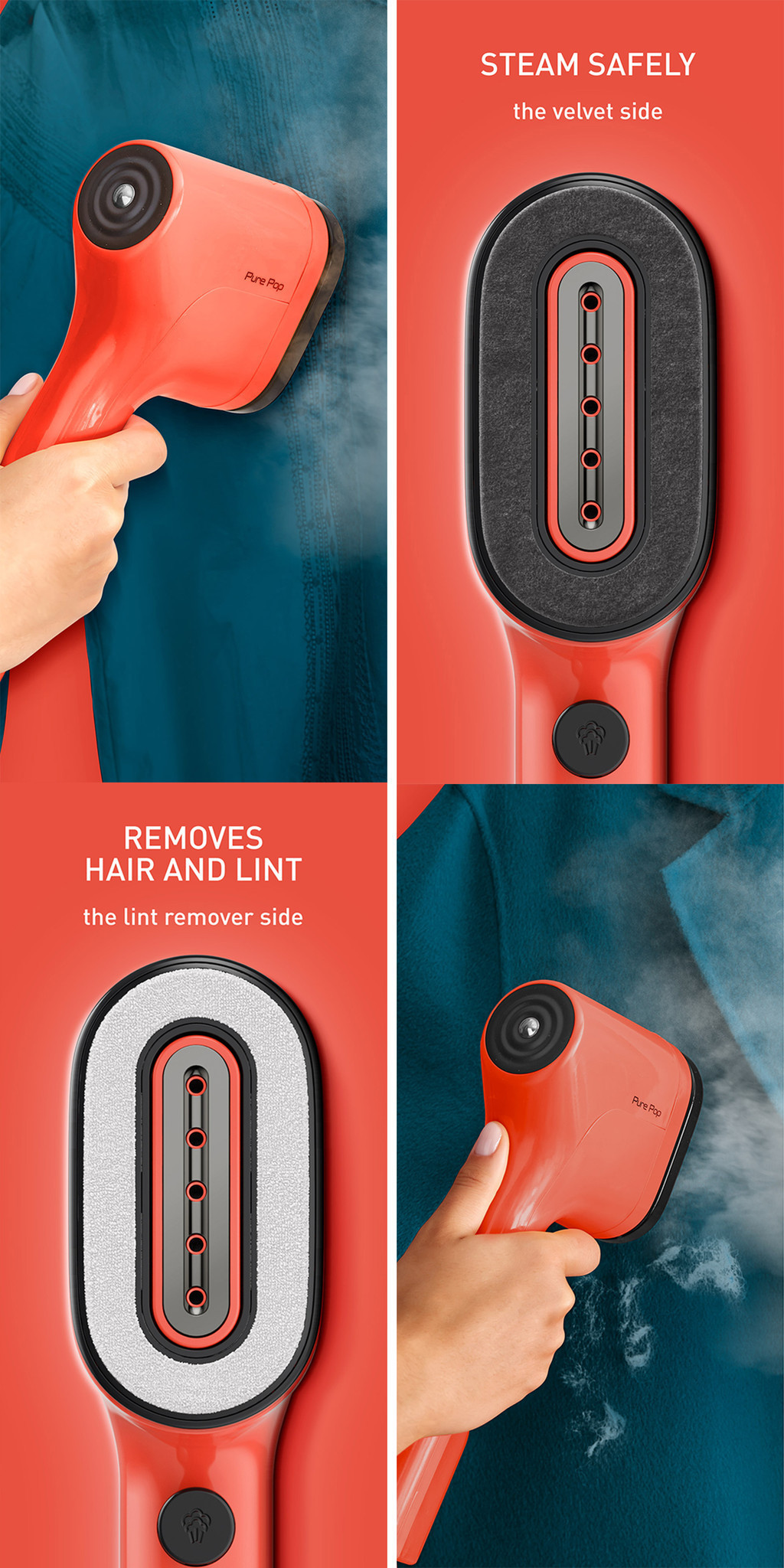 Tefal Pure Pop Handheld garment steamer Sanitize Natural Hygiene ...