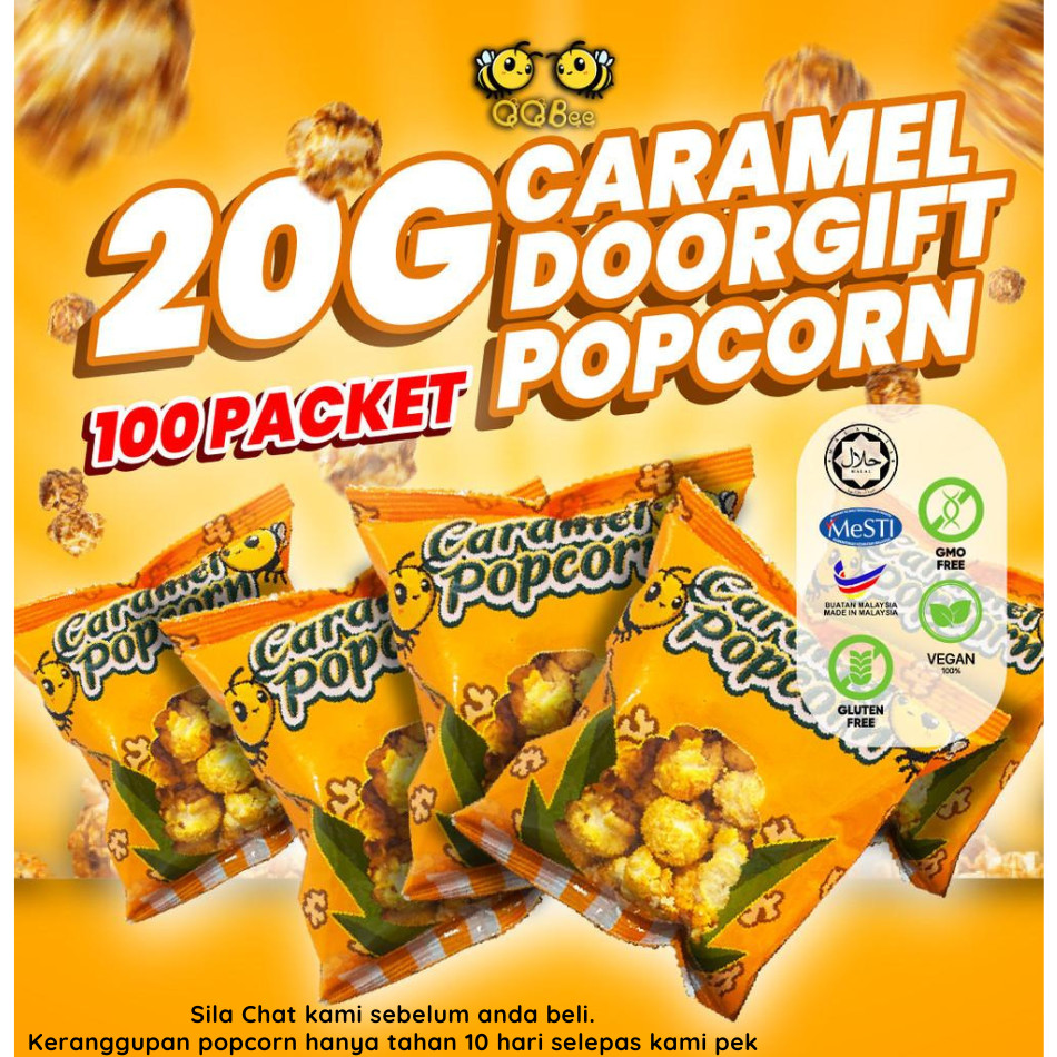 QQBEE 100pkt TURKEY Popcorn / 20g Fully Coated Mushroom Caramel Popcorn ...