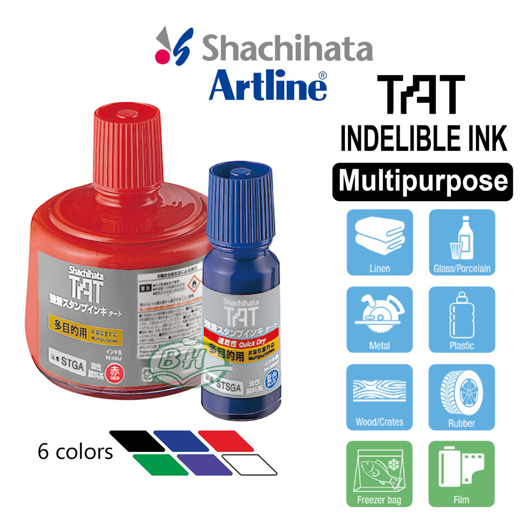 Shachihata (Artline) TAT Indelible Multipurpose Ink Quick/Regular Dry|Industry Packaging ...