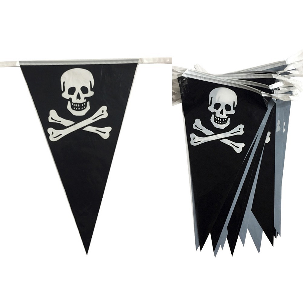 (BABYCITY-MY) 5 m Halloween Pirate Banners Party Decor Skull Pennant ...