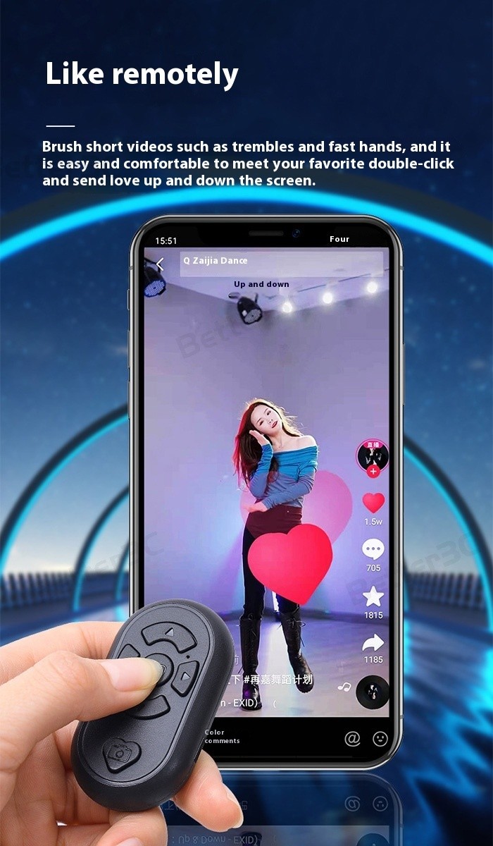 Portable Bluetooth-compatible Six Keys Remote Control Button Type C Charging Wireless Controller ...