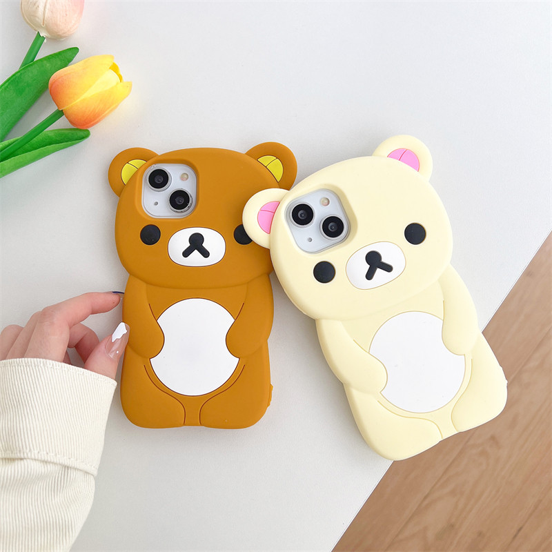 Cute 3D Cartoon Rilakkuma Bear Phone Case for iPhone 16 promax 15 14 13 ...