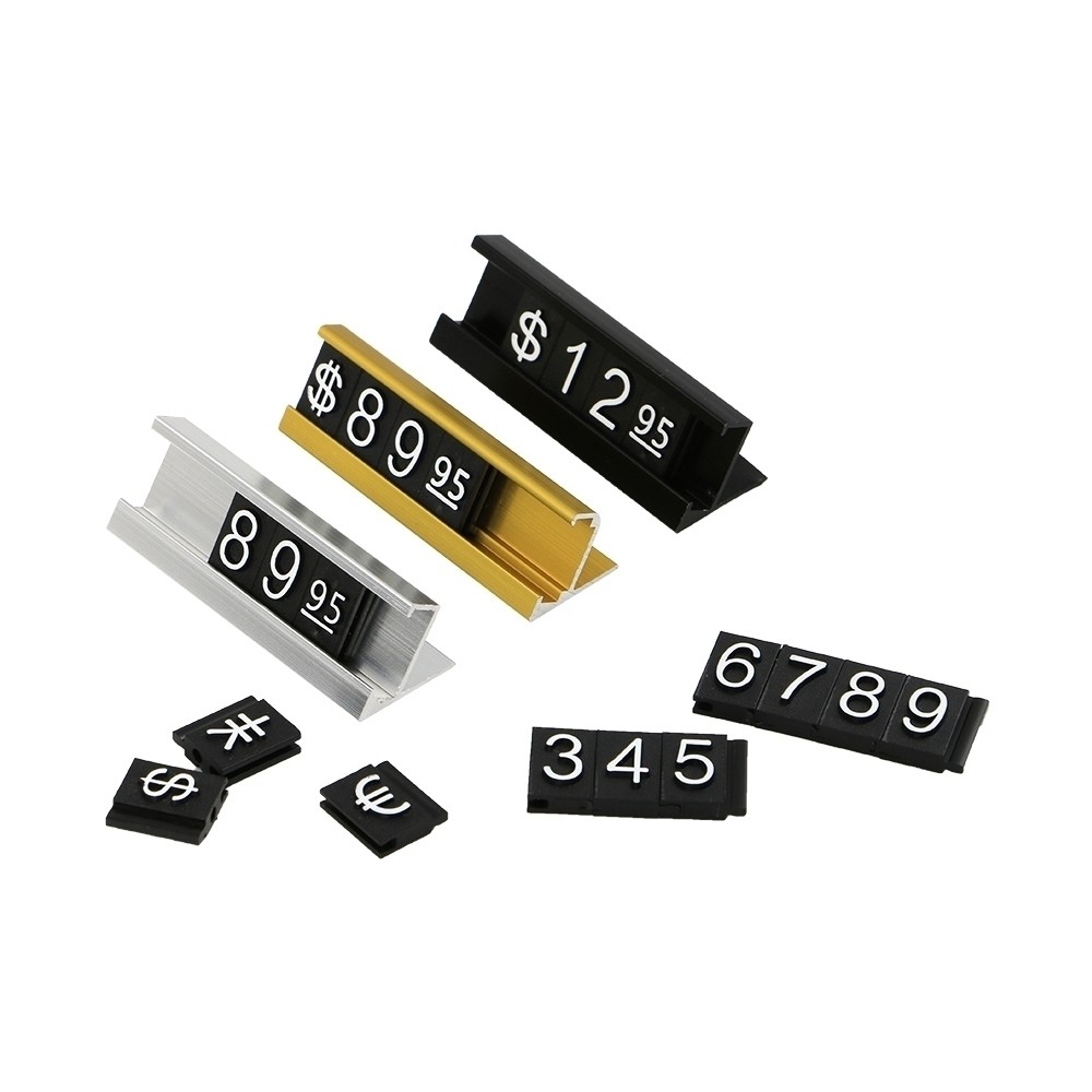 Golden Adjustable Number Letter Base Price Display Counter Stand Label ...