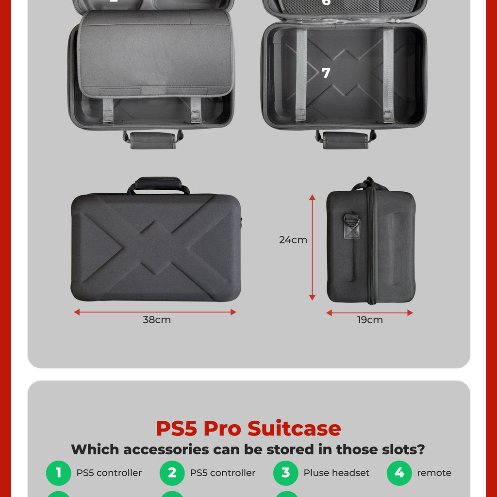 JYS PS5 Slim Travel Suitcase Storage Bag for PS5 Pro Digital/ Disc ...
