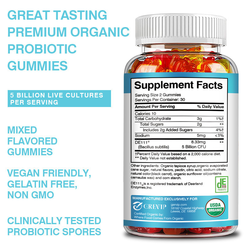 GREVIP Probiotic Gummies, Immune Support & Digestive Health,Contains ...