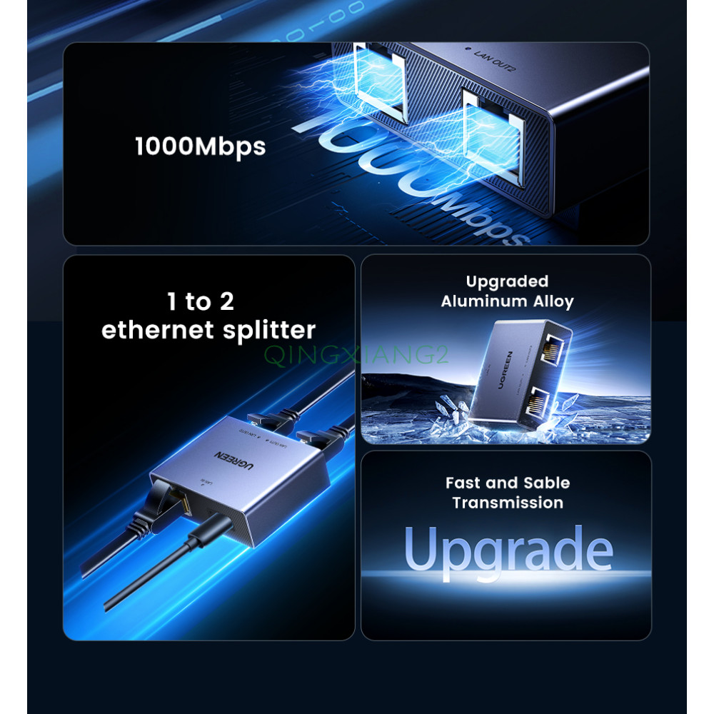 UGREEN 1000Mbps RJ45 Splitter 1 to 2 Ethernet Adapter Lan Connector ...