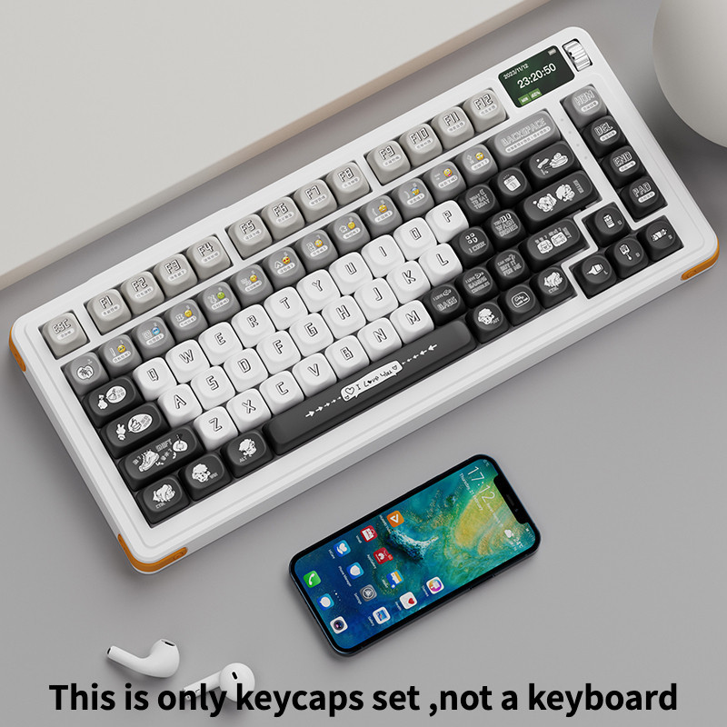 PBT Mechanical Keyboard Keycaps Couple Story Black Gray Theme Dye ...
