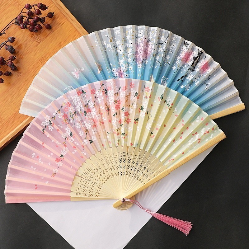 Retro Foldable Fan Summer Hand Fans Portable Handheld Fan Photo Props ...