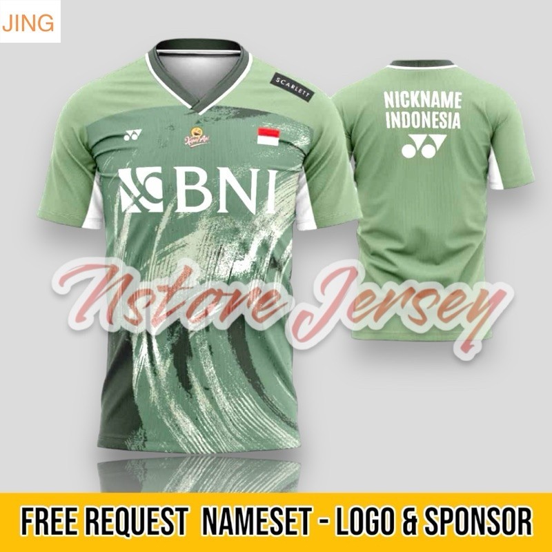 ((JING02) Jersey Badminton Indonesia ALL ENGLAND 2024 Free Namset ...