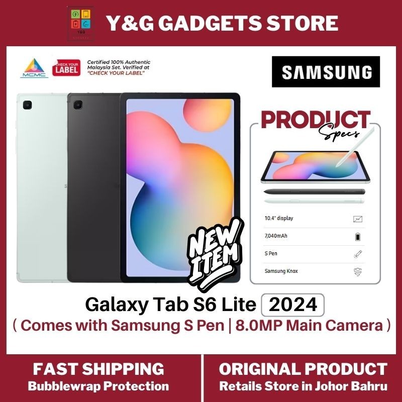Samsung Galaxy Tab S6lite 2024 (Wi-Fi) | 10.4" Display | 8.0MP Rear Camera | 2.4GHz, 2GHz CPU ...