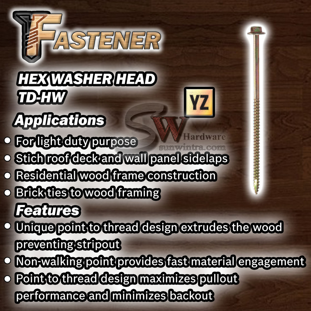 SW Hardware [LOOSE] Self Tapping Screw HEX Head Screw with Washer Zinc ...