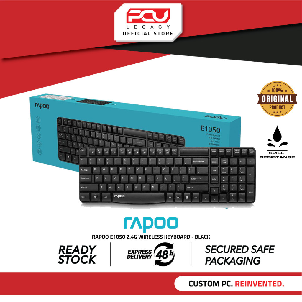 RAPOO E1050 WIRELESS KEYBOARD - BLACK | Shopee Malaysia