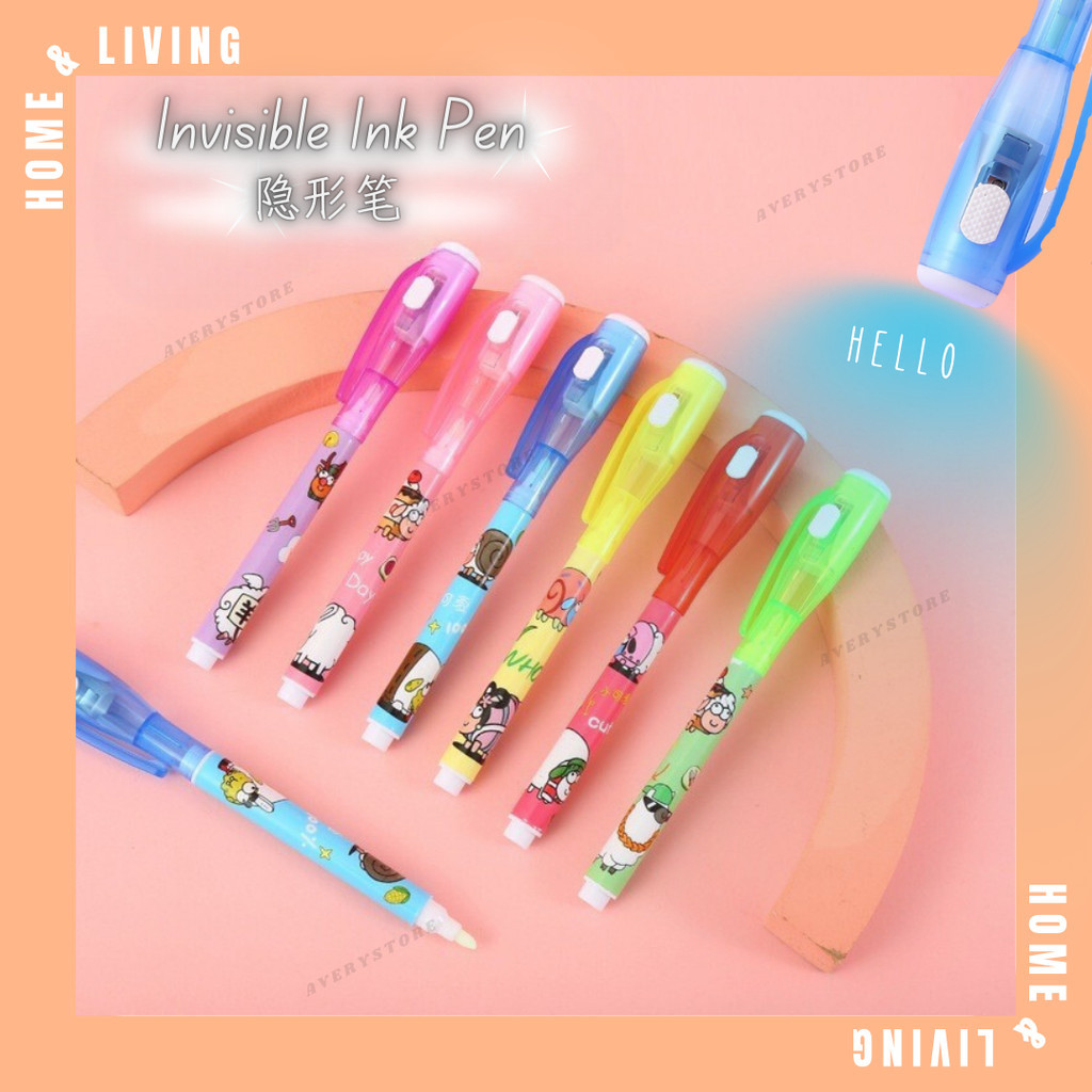 Invisible Ink UV Pen Luminous Light Pen Lampu Halimunan Ajaib Drawing ...