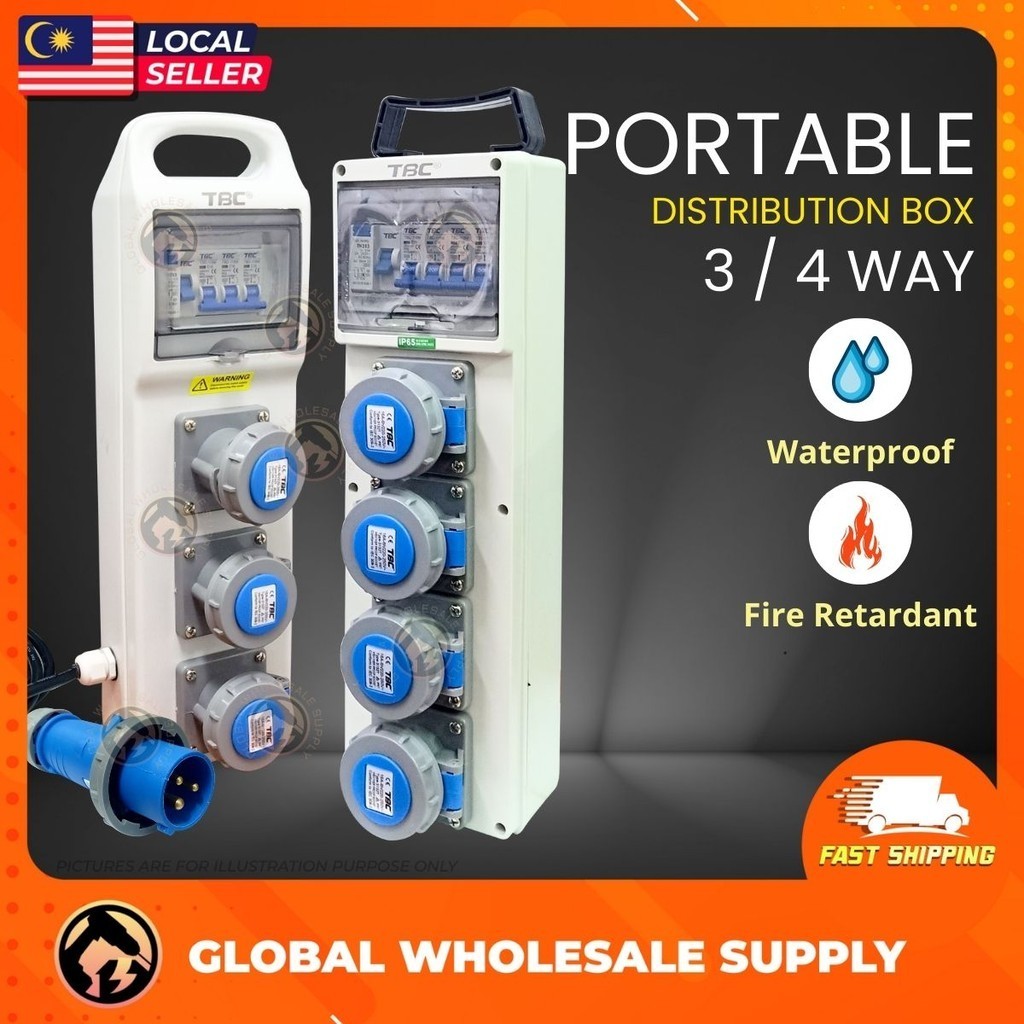 TBC 16A Portable Distribution Box 3/4 Way For Sites DB BOx Junction Box ...