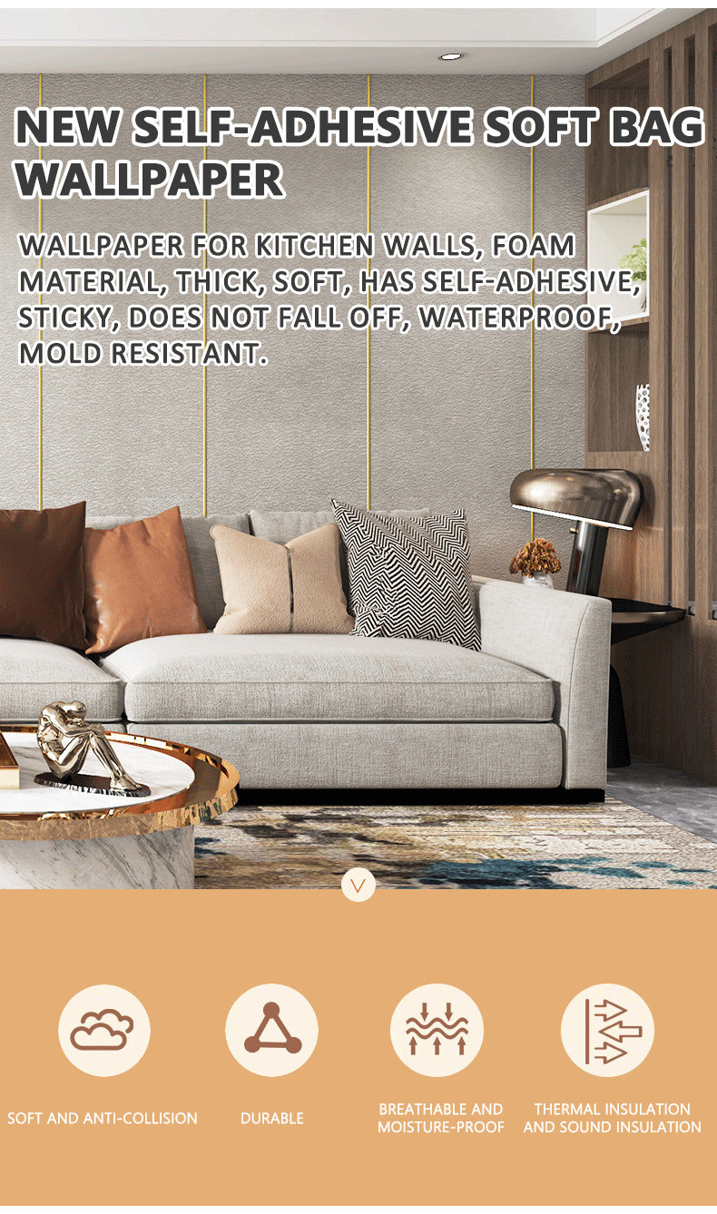 Waterproof Wall Sticker Thickened 3D Self Adhesive Wallpaper Sound Heat ...