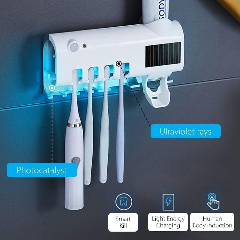 🔥𝑨𝑼𝑻𝑶 𝑪𝑯𝑨𝑹𝑮𝑬🔥UV Sterilizer Toothbrush Toothpaste Dispenser Squeezer USB ...