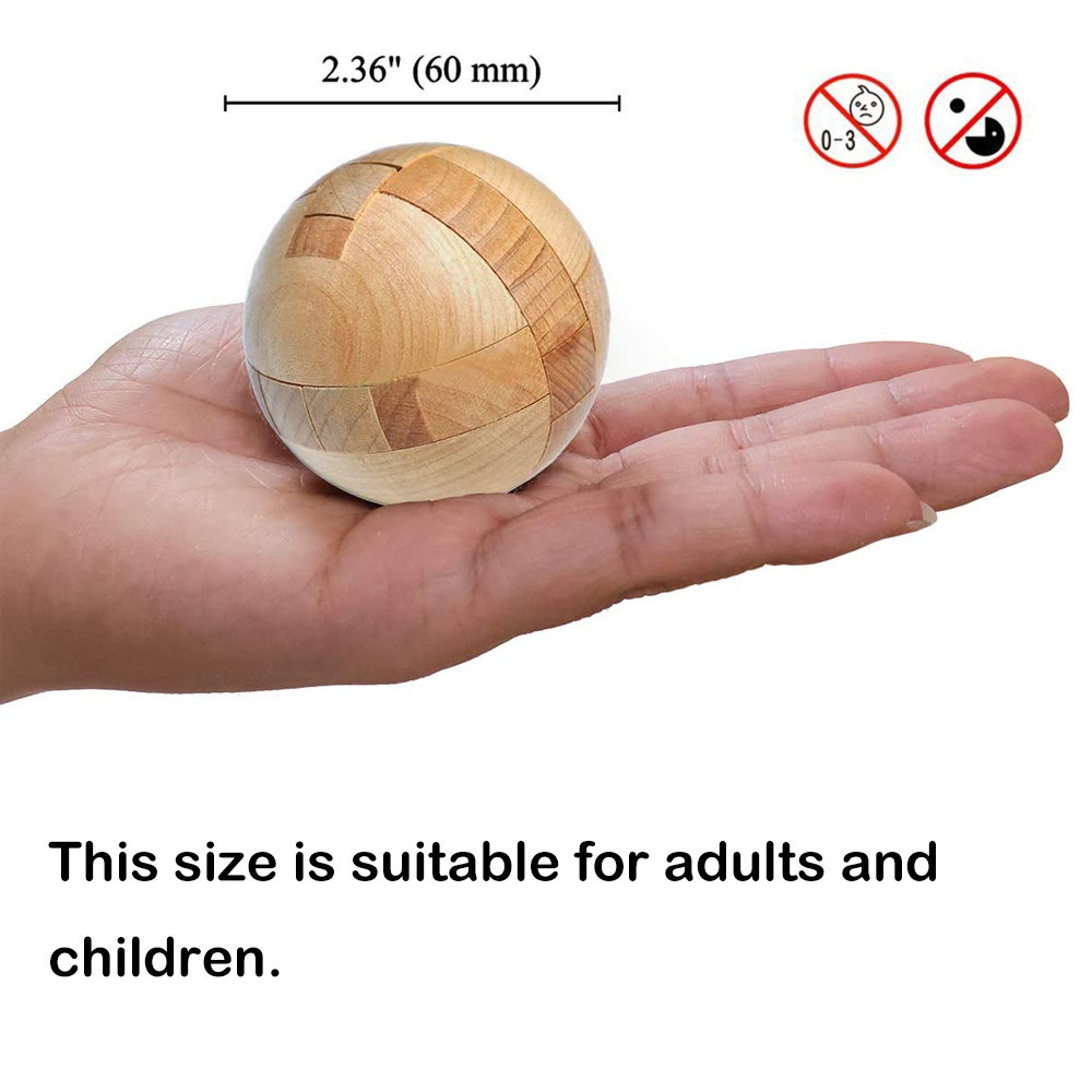 Wooden Kongming Lock,Round Ball Shaped 3D Puzzle,Brain Teasers ...
