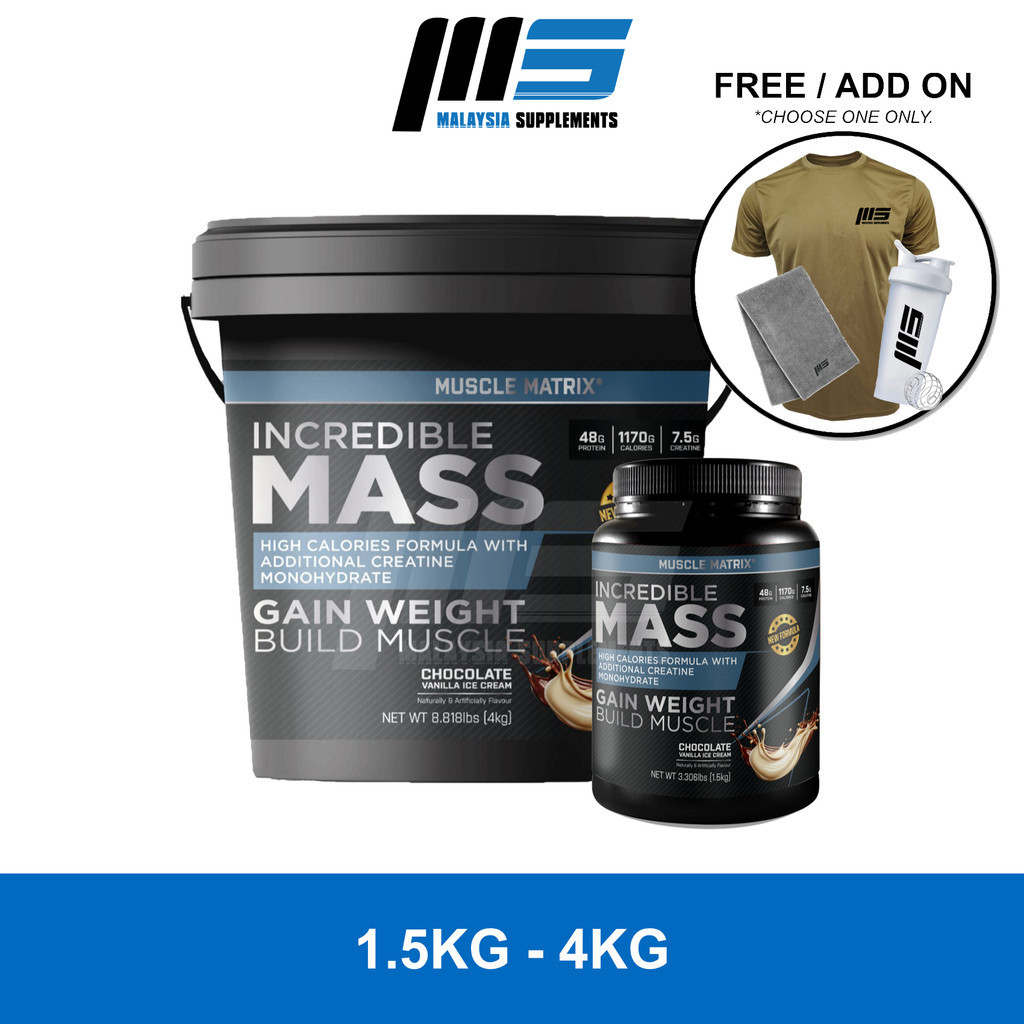 Muscle Matrix Incredible Mass (1.5 - 4kg) - Protein Mass Gainer, Sizing ...