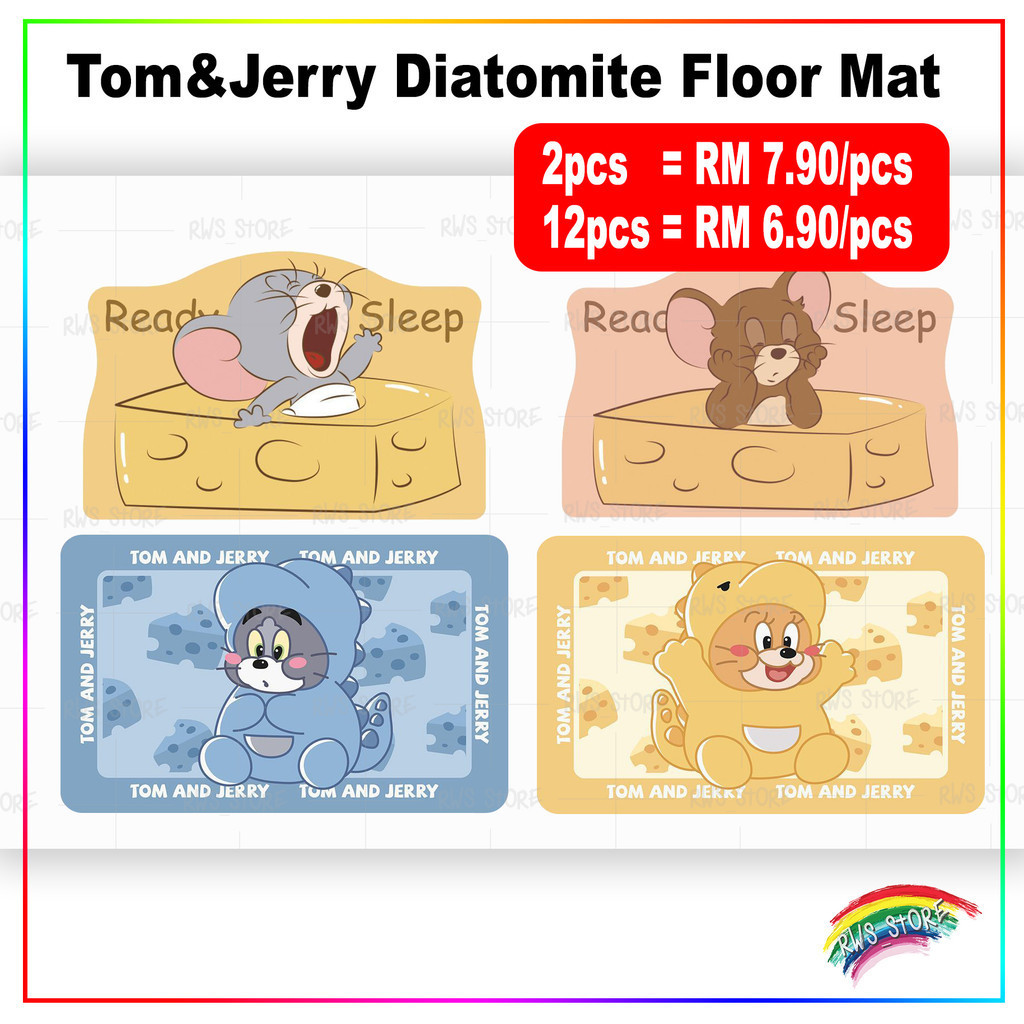 Tom&Jerry Diatomite Floor Mat / 猫和老鼠地硅藻泥地垫 / Karpet Lantai Tom&Jerry ...