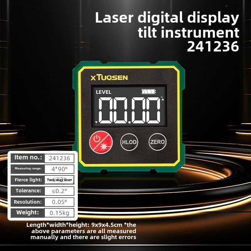 Digital Inclinometer Box Electronic Level Tool Laser Ruler Dual Axis ...