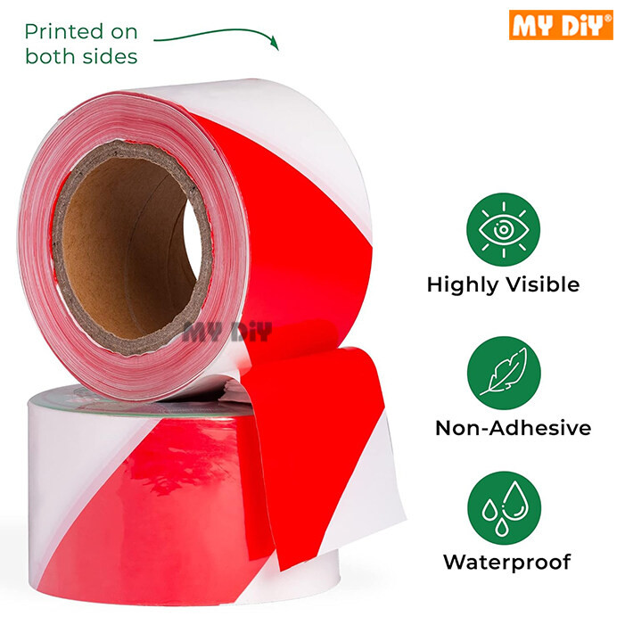 50MM X 100M WARNING TAPE BARRIER TAPE - RED WHITE WARNING TAPE ROLL FOR ...