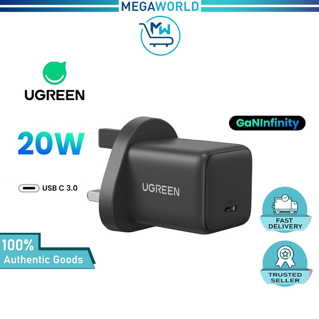 UGREEN 20W USB C GaN Fast Charger PD Type C Wall Charger Plug UK Plug ...