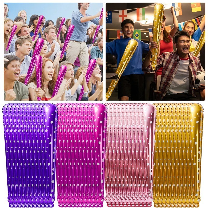 10Pcs Aluminum Film Cheering Sticks - Handheld Inflatable Clapper ...