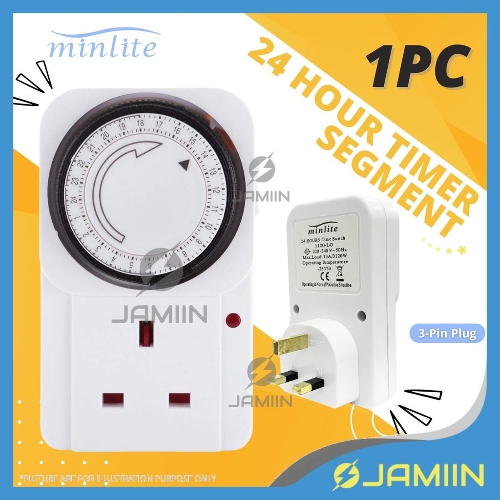 MINLITE 1120-L0 24Hour Segment Timer Switch PlugIn Timer Switch Analog ...