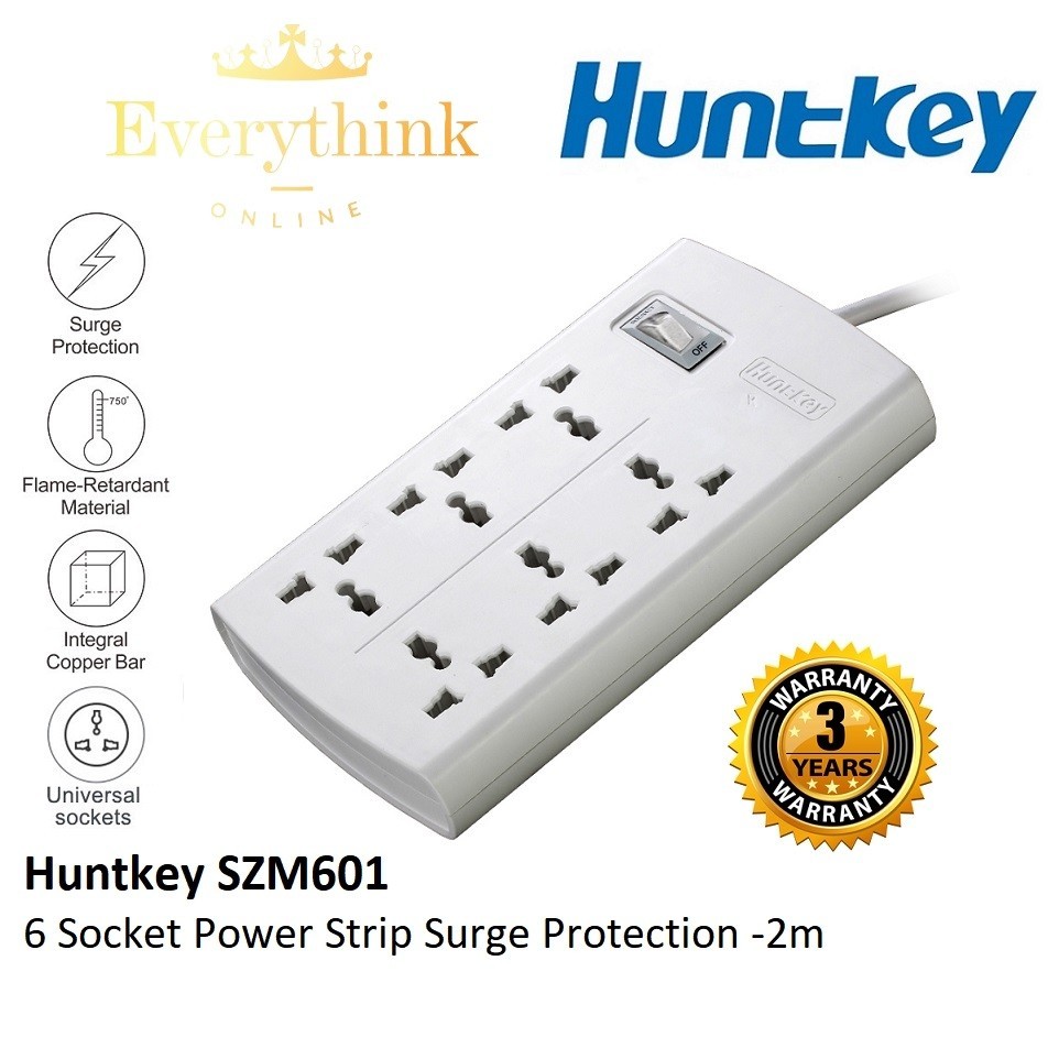 [ORIGINAL] GENUINE HUNTKEY SZM601 UNIVERSAL 6 PLUGS POWER STRIP ...