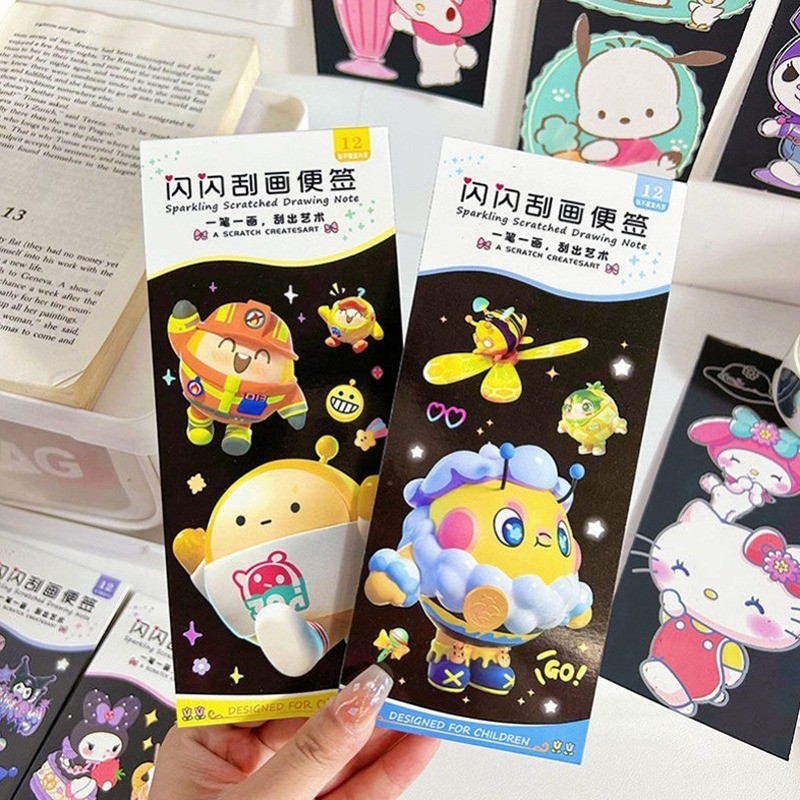 Sanrio Scratch Painting 12 Pages Cartoon Handmade Drawing Colourful ...