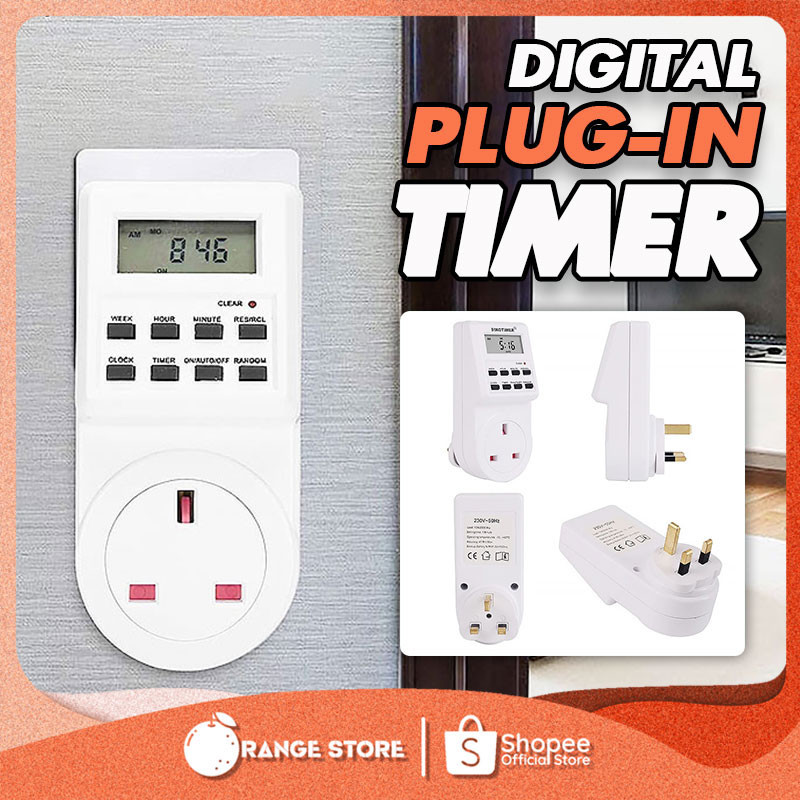 Digital Plugin Timer 24/7 Electronic 13A Socket Programmable Timing Socket Malaysia Standard ...