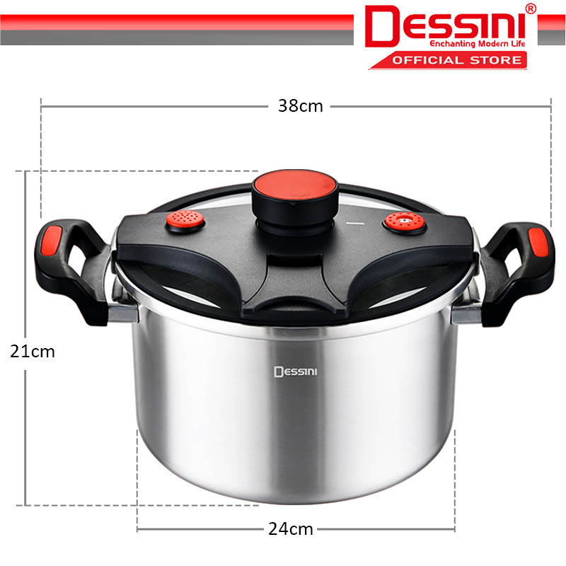DESSINI ITALY Non-Stick Stainless Steel Induction Pressure Cooker ...