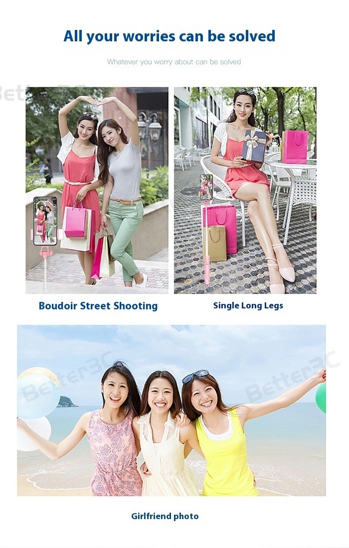 Mini Portable Bluetooth5.0 Wireless Controller Remote Control Button Selfie Camera Stick Shutter ...