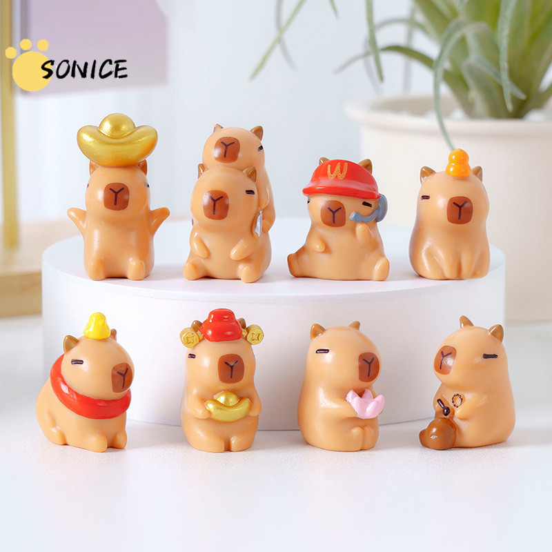 9 Pcs Cute Capybara Miniature Figurines Cute Cartoon Capybara Figurine ...