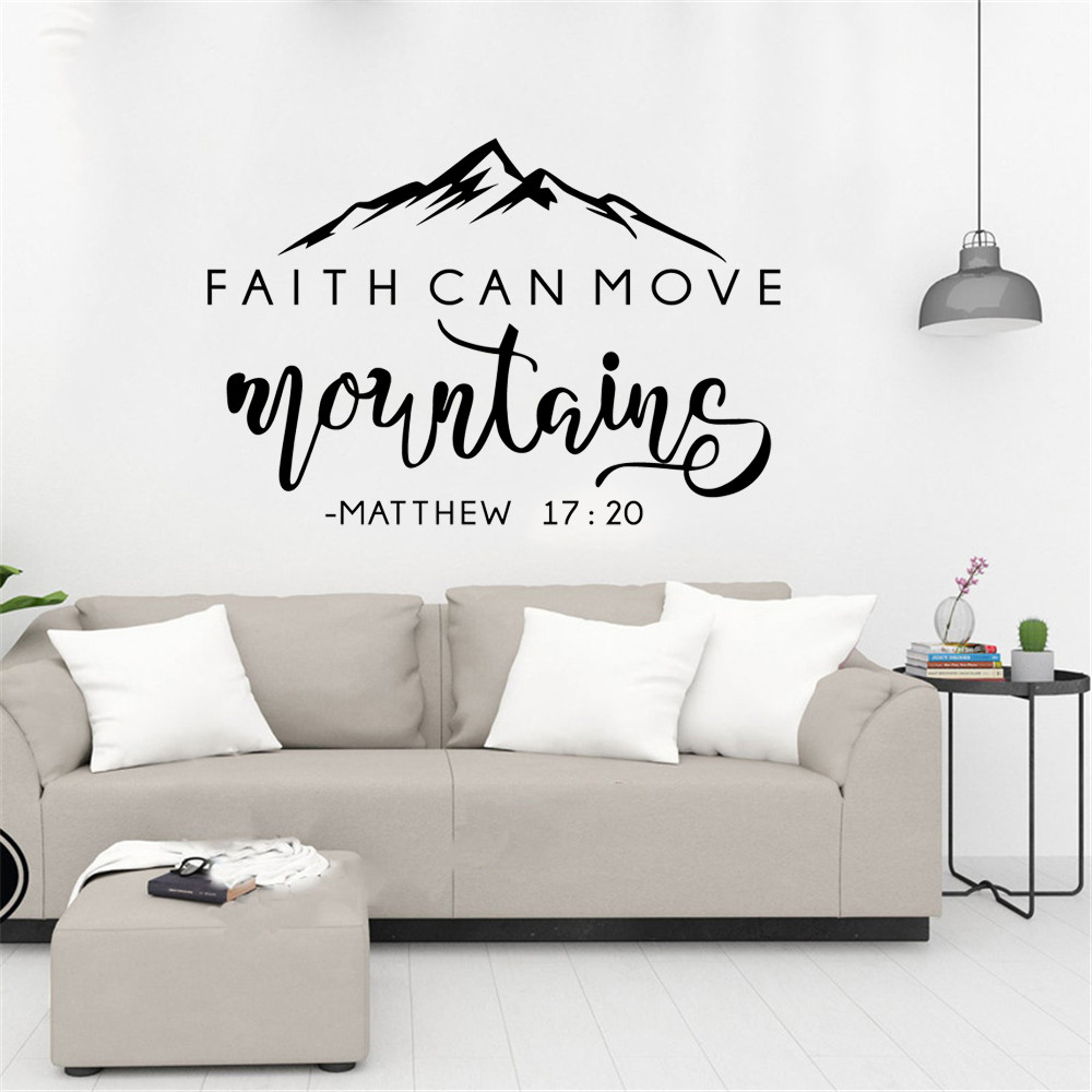 Faith Can Move Mountains Bible Verse Vinyl Wall Sticker Christian Wall ...
