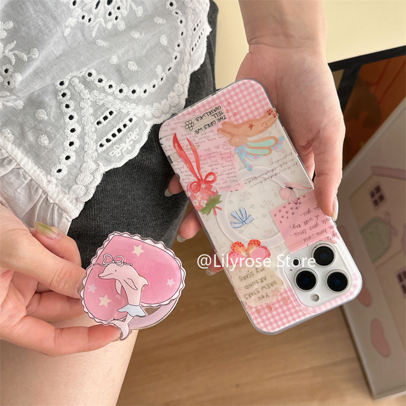 Love Dolphin with Rotating Bracket Casing iPhone 16 15 14 13 Pro Max ...
