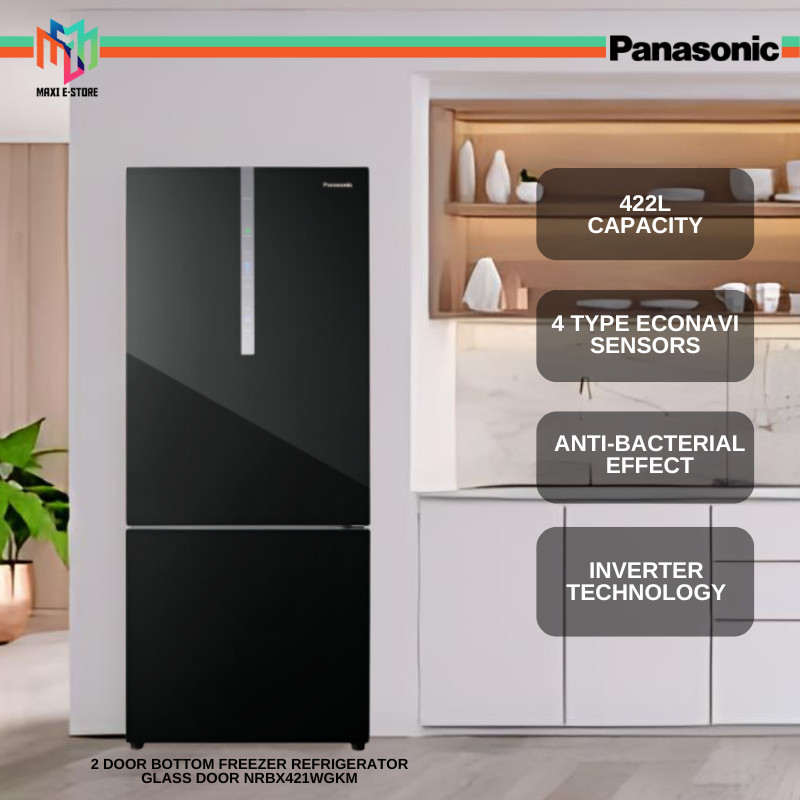 (SAVE 4.0) Panasonic NR-BX421 Fridge 422LRefrigerator Glass Door Series ...