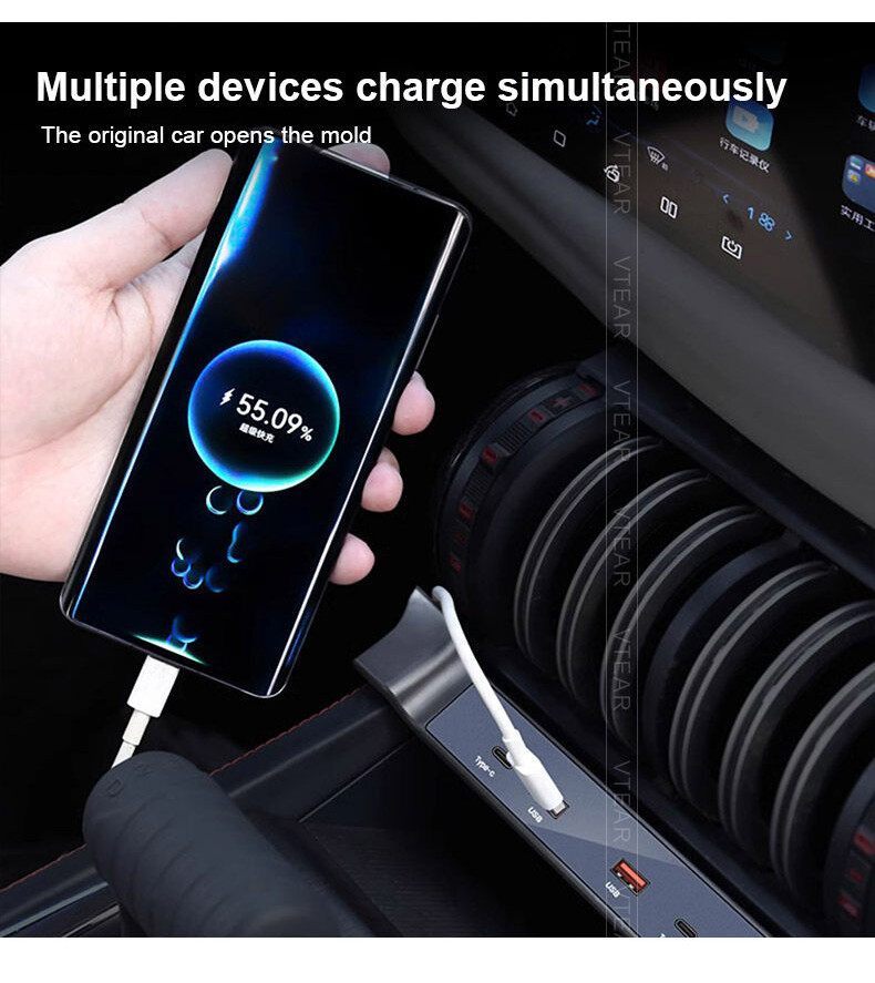 For BYD Atto 3 2022 2023 USB Type-C Splitter Adapter Fast Charger Shunt ...