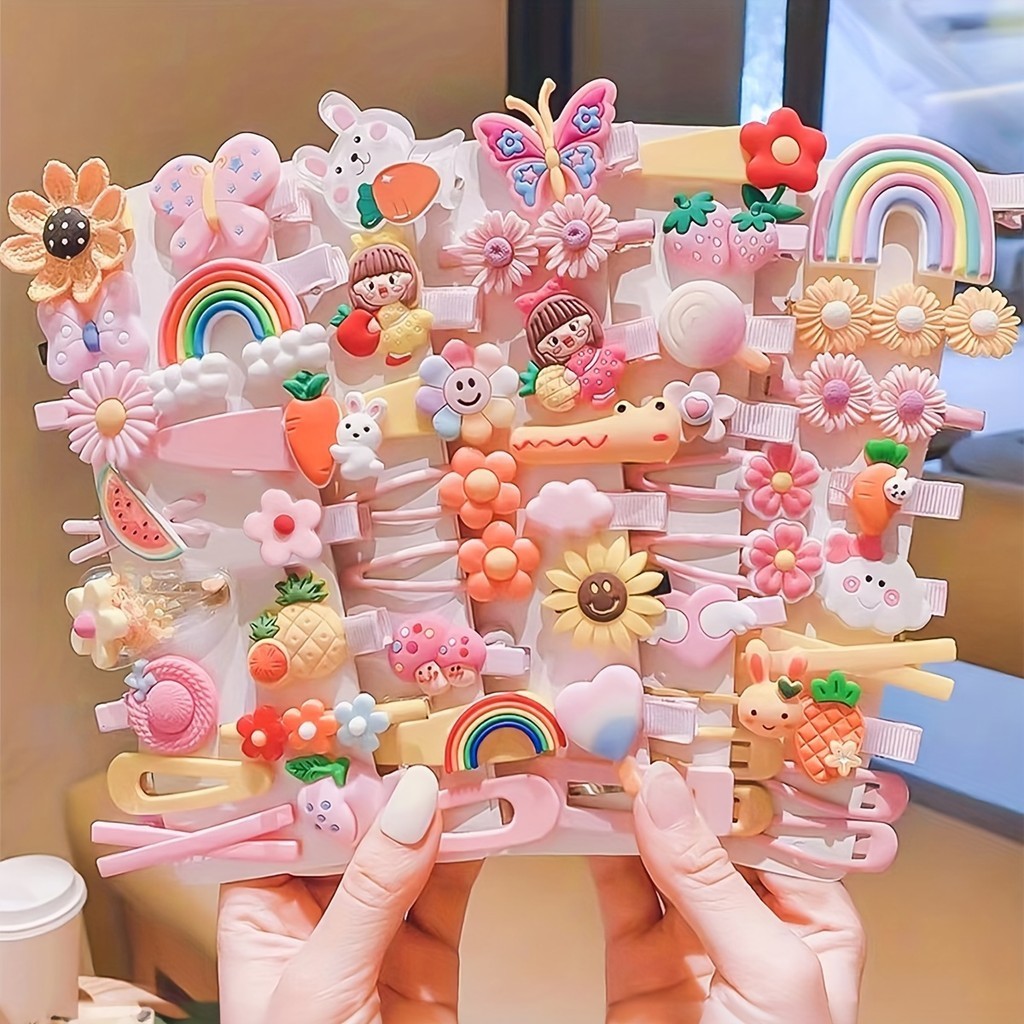 14pcs Creative Cute Cartoon Hair Clips Set Decorative Hair Accessories ...