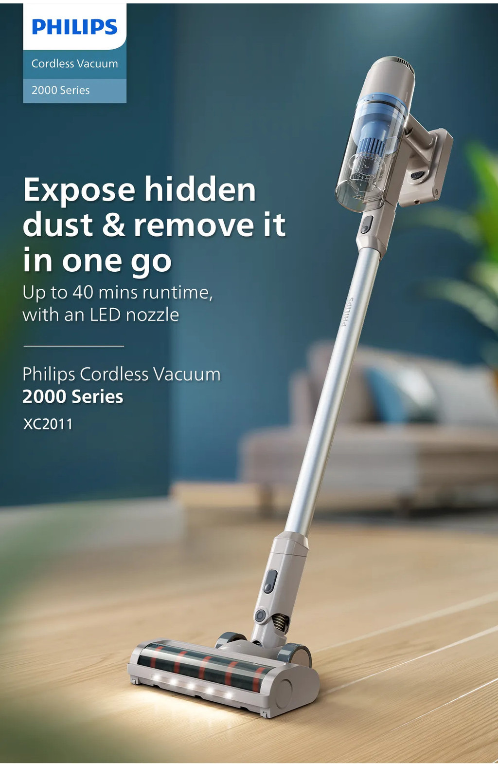Philips 2000 Series Cordless Vacuum Cleaner XC2011/61 XC2011 | Shopee ...