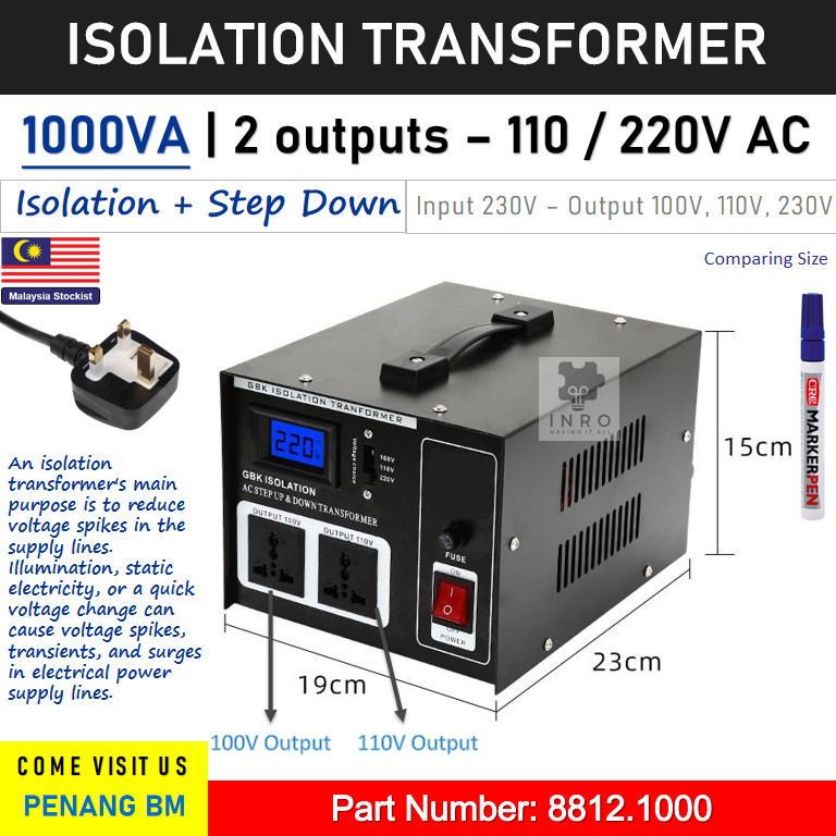 (1 order 1 unit) [Ready Stock] 1000W, Isolation & Step Down Transformer ...