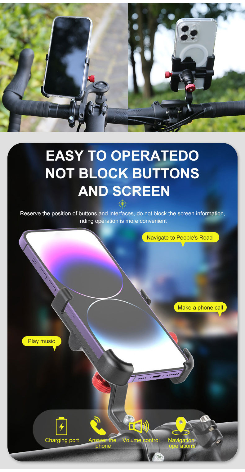 X-TIGER Bicycle Phone Mount Alloy Bicycle Phone Holder 360° Rotation ...