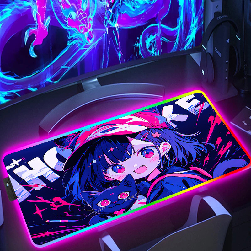 Anime Girls Rubber RGB Mouse Pad Natural Rubber Non-Slip Mouse Mat ...