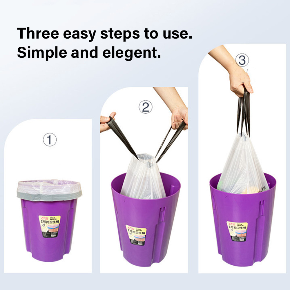 [72PCS/PACK] Borong365 Hanging Pullout Drawstring Trash Bag Plastic ...