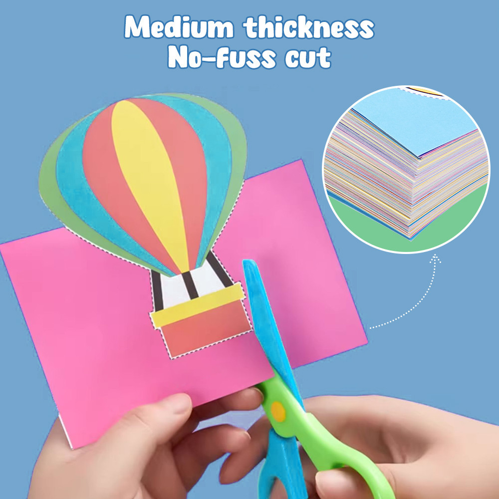 LAKOE 96Pcs Colour Paper Cutting Set Kids Coloring Drawing Origami Fold ...
