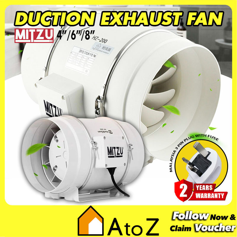 Portable Duction Exhaust Fan 4/6/8 inch High Turbo Suction Power Inline ...