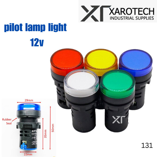 12V 22mm LED Signal Indicator Pilot Lamp Light (Red Yellow Green Blue ...